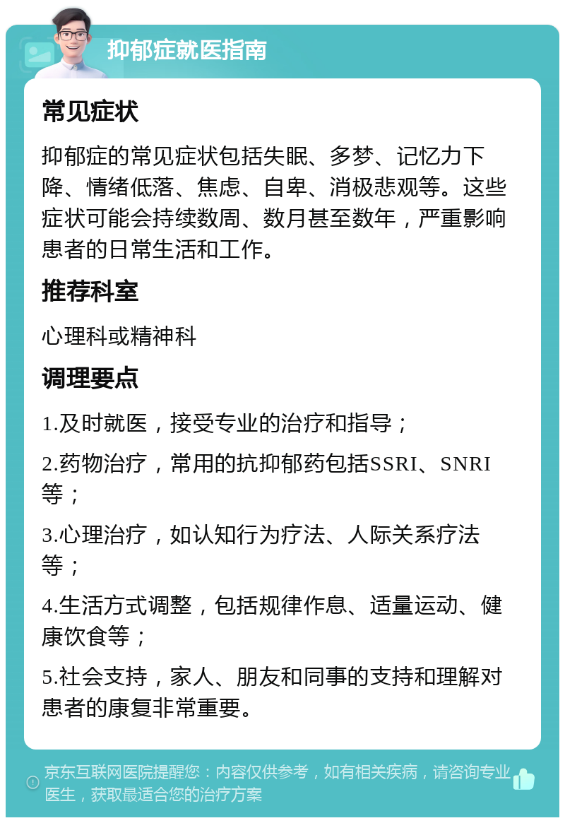 我总是失眠多梦,记忆力下降,情绪也很低落,可能是抑郁症吗?
